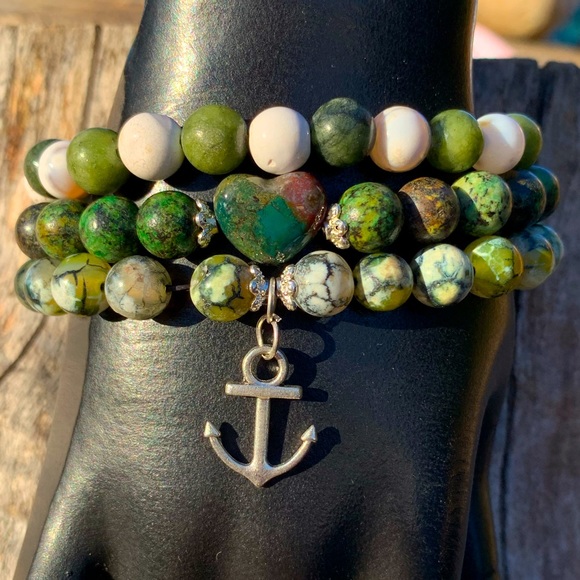 Jewelry | Set Of 3 Southern Jade Orca Combo African Turquoise Seaweed ...